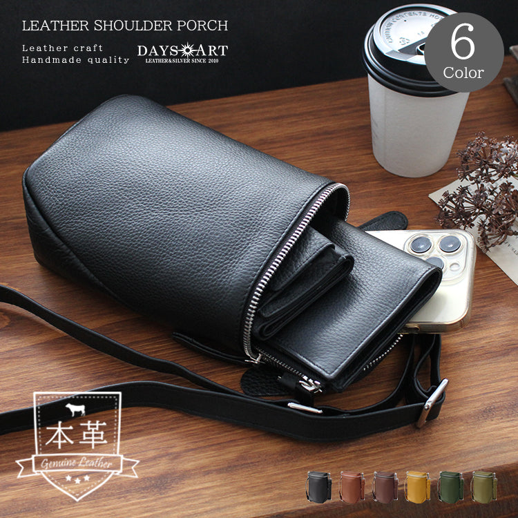 DAYSART 本革 ショルダーポーチ ショルダーバッグ メンズ レディース レザーバッグ かばん 小さいバッグ ブラック lb345